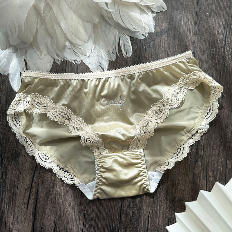 4 Packs Lot Sexy Womens Satin Panties Full Briefs Lace Lady Underwear ...