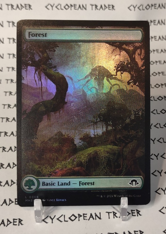 FOIL FULL ART FOREST mtg INK ERROR Oversaturated Black Modern Horizons ...