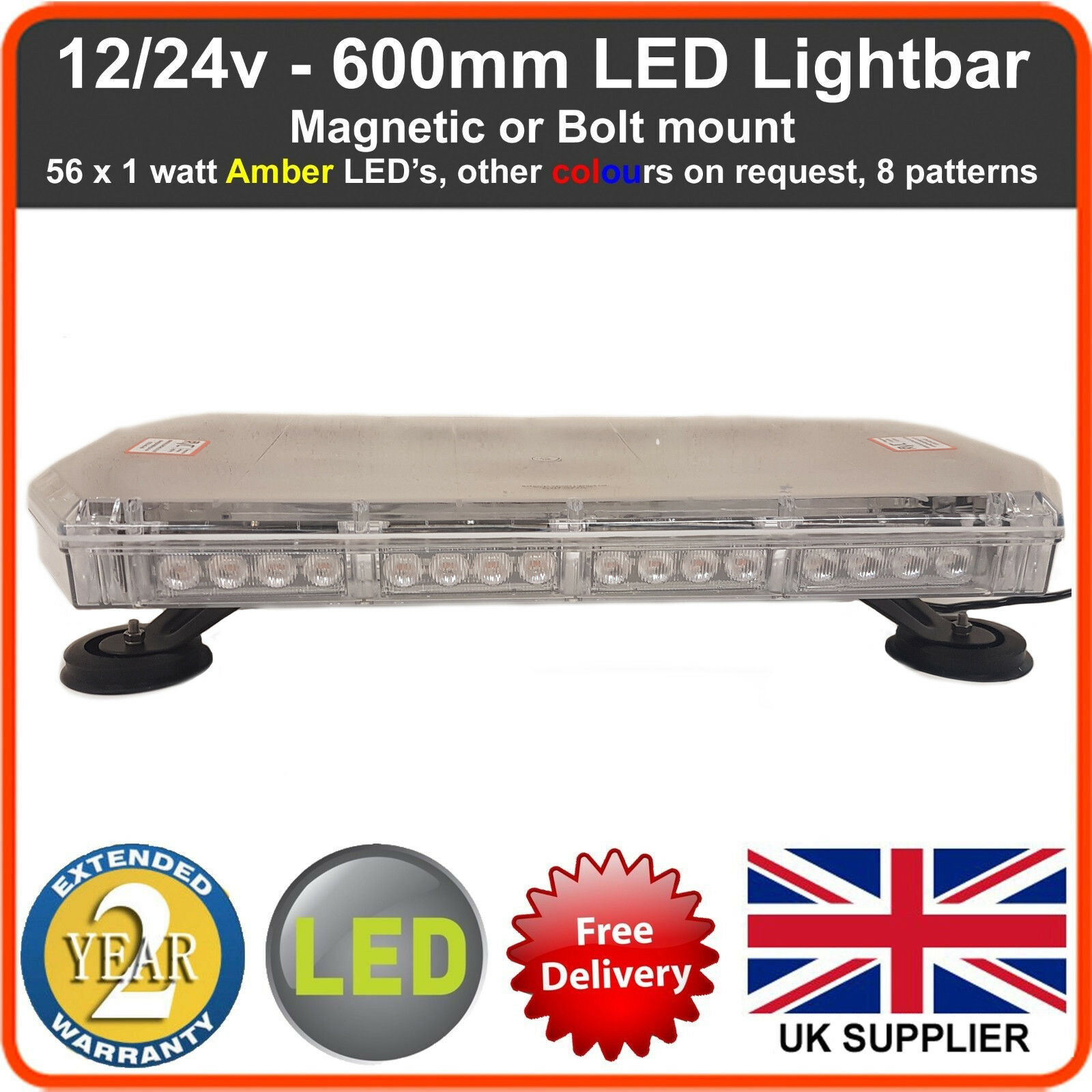 LED Recovery Light bar 600mm 12/24v Flashing Beacon Truck Warning Light ...