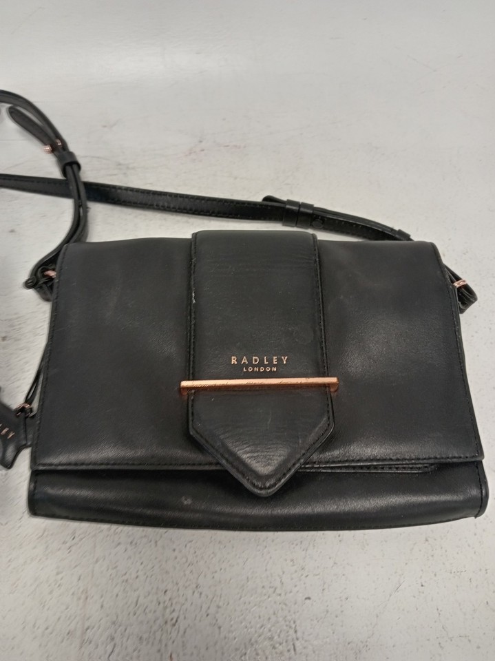 Radley London Black Leather Crossbody Bag with Dog Tag Charm | eBay UK