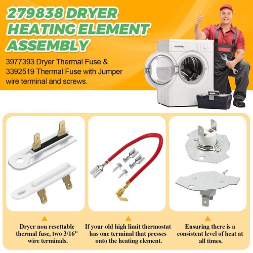 279838 wed4815ew1 ned4655ew1 W10724237 Dryer Heating Element Kit Fit ...