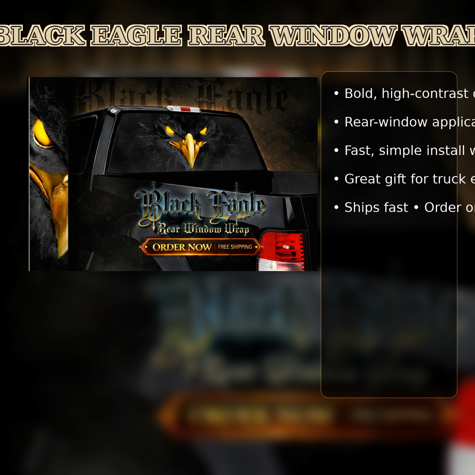 Rear Window Perforated Vinyl Wrap Black Eagle / Car Truck Window ...