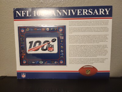 NATIONAL FOOTBALL LEAGUE ~ NFL 100th ANNIVERSARY PATCH INFO CARD ...
