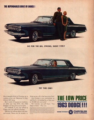Chrysler Dodge Polara Blue Car Woman Driving 1963 Vintage Print Ad-C-3. ...