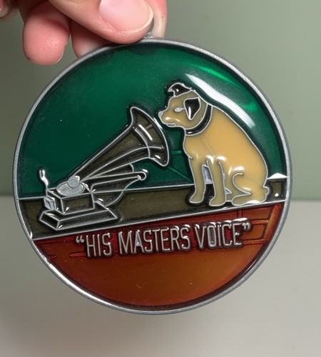 RCA Victor NIPPER His Masters Voice Faux Stained Glass Ornament Sun ...