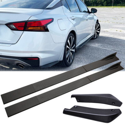 Carbon Fiber Side Skirt Panel Lip +Rear Bumper Diffuser Canard For ...
