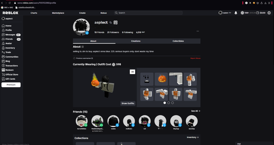STACKED ROBLOX ACCOUNT (headless, KORBLOX, 300k+ spent) 10K ROBUX IN IT ...