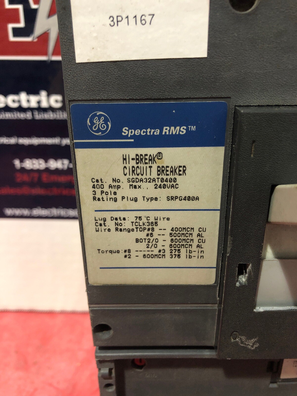 GE Spectra RMS SGDA32AT0400 Circuit Breaker 400 Amp 3 Pole 240 V With ...