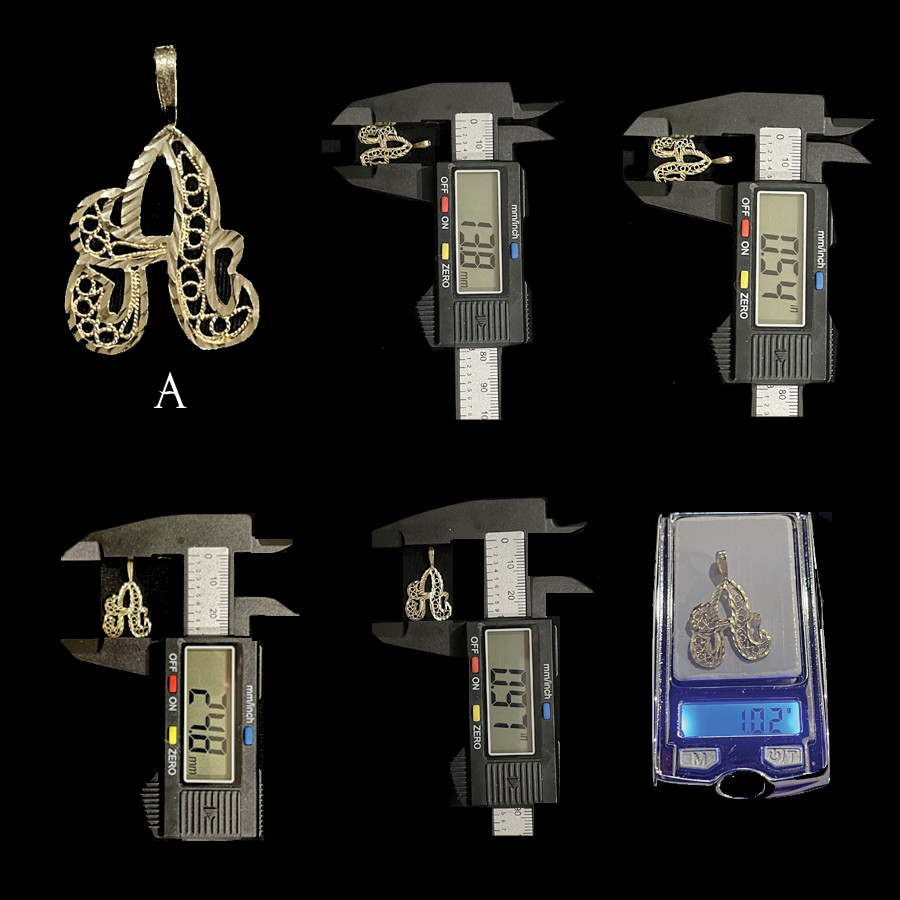 14k Yellow Gold Filigree Cursive Monogram Initial Pen… - Gem