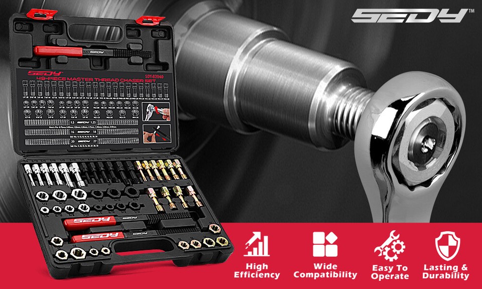 49Pcs Thread Repair Thread Chaser Tool Set Thread Cleaner Rethreading ...