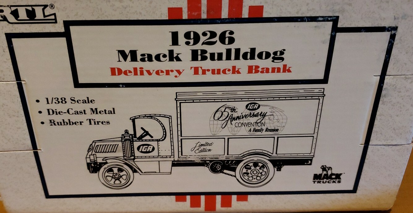 ertl #9212 iga 65th anniversary 1926 mack bulldog delivery truck 1/38th ...
