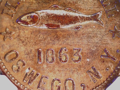 1863 Oswego, NY "Fishing Tackle" and "Rare Coin" NGC Details AU Cleaned ...