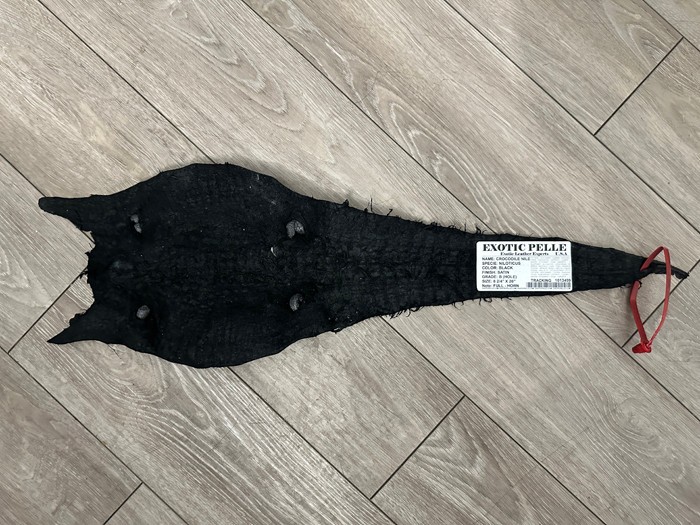 Black Genuine HornBack Nile Crocodile Hide Leather Skin Gator Croc ...