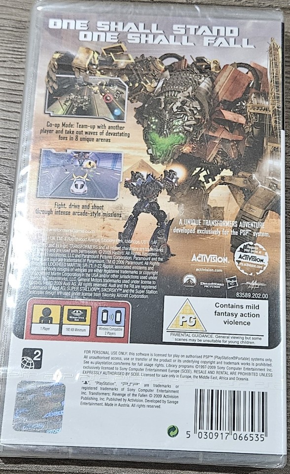 Transformers: Revenge of the Fallen (Sony PSP, 2009) Brand New Shrink ...