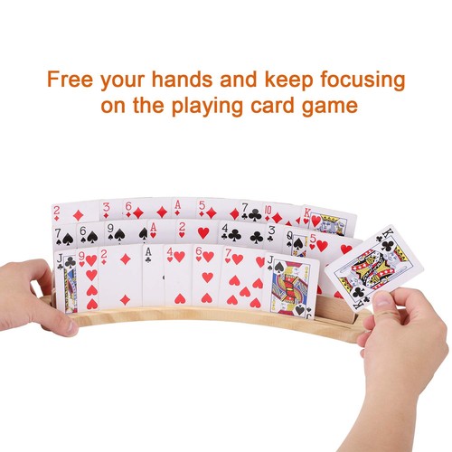Exqline Curved Wooden Playing Card Holder Tray Rack Organizer Set of 2 ...