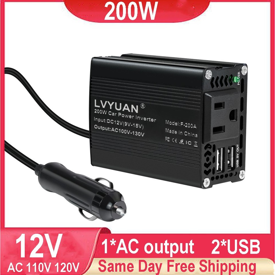 300W 200W Mini Power Inverter 12V to 110V Car Converter for Laptop ...
