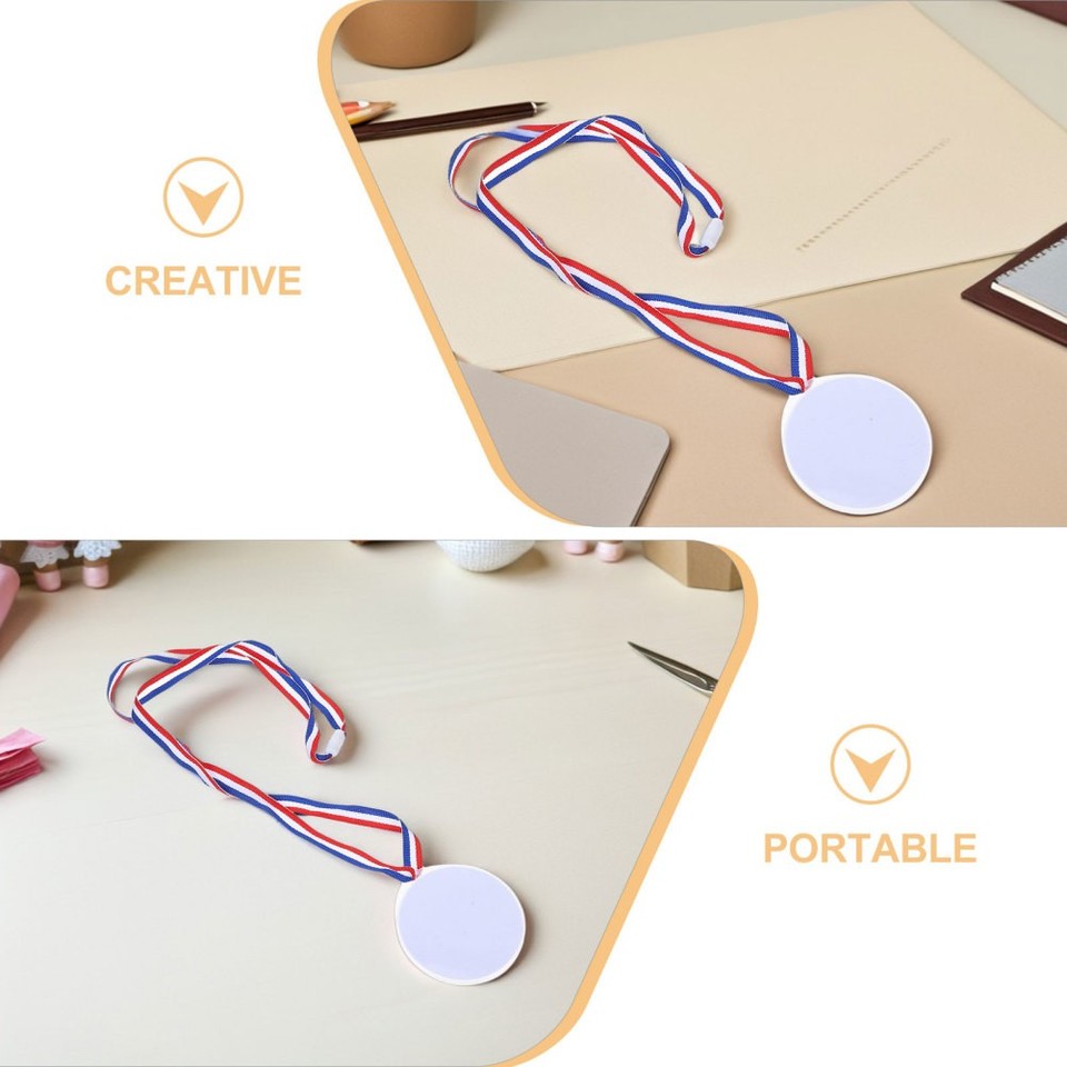 15PCS DIY Plastic Medals for Awards - Blank Medal with Colorful Lanyard ...