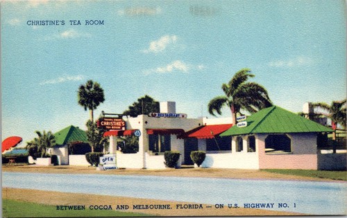 Dr Jim Stamps Postcard Christines Tea Room Cocoa And Melbourne Florida ...