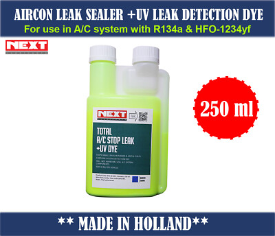 250ml AUTOMOTIVE AIRCON A/C STOP LEAK SEALER AC WITH UV LEAK DETECTION ...