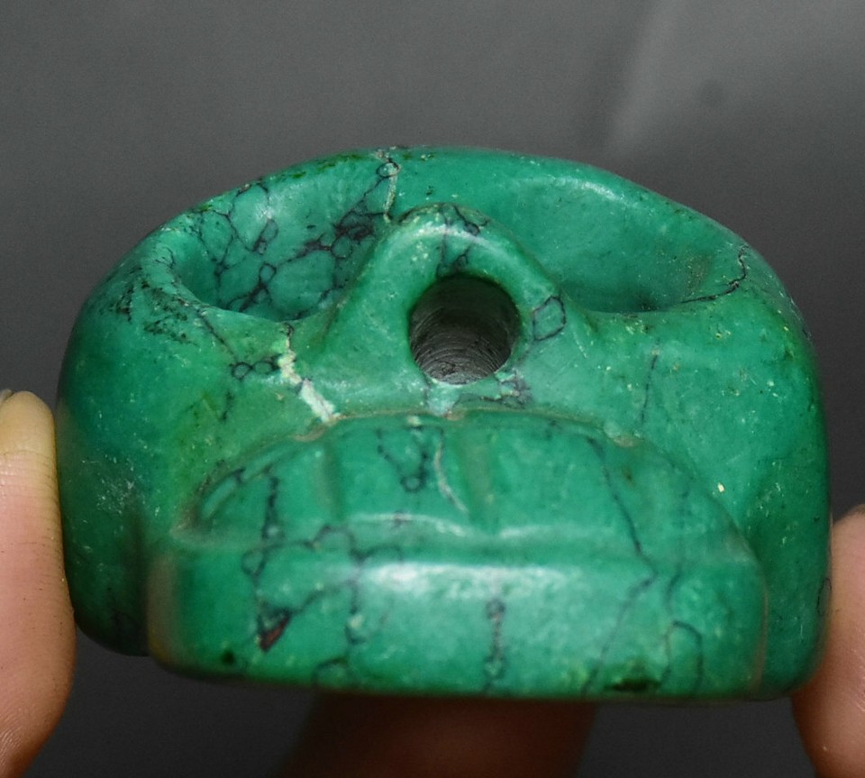 6.8CM Hongshan Culture Turquoise Skeleton Devil Skull Head Amulet ...