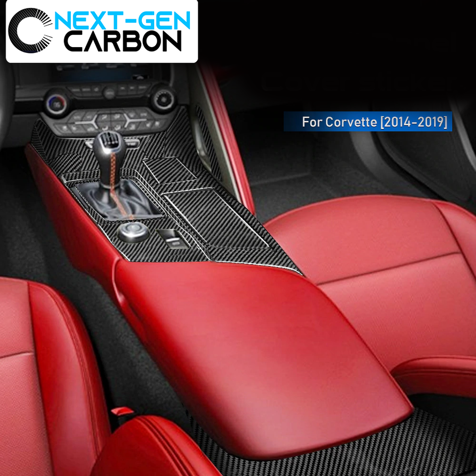 2014-2019 Chevy Corvette C7 Glossy Real Carbon Fiber Center Console ...