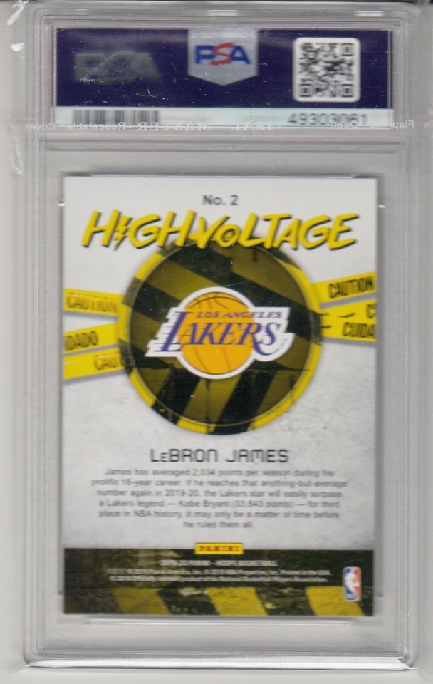 2019 Panini Hoops Lebron James High Voltage Insert Lakers PSA 9 low pop ...