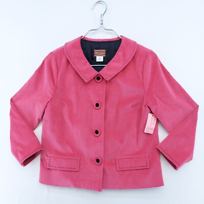 NWT $143 Women's Size 6 Robin Naylor Blazer/Top Pink Cotton Pinwale ...