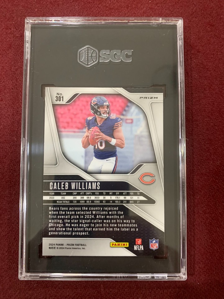 Caleb Williams 2024 Prizm Neon Green Prizm Rookie Card RC SGC 9.5 Mint+ ...