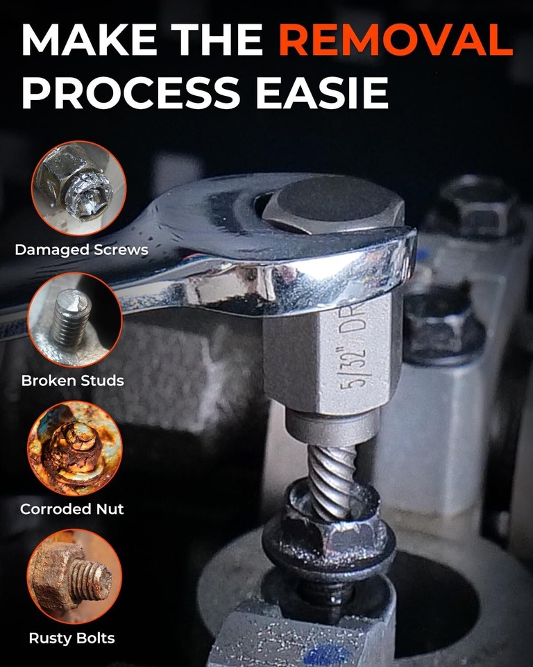 Easy Out Screw Extractor Set w HSS Steel Reverse Drill Bit for Broken ...