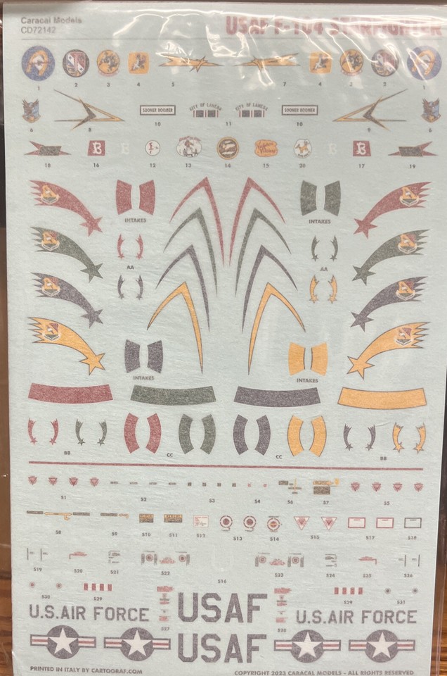 Caracal Models 72142 x 1/72 F-104 Starfighter A/B/C ( 15 marking ...