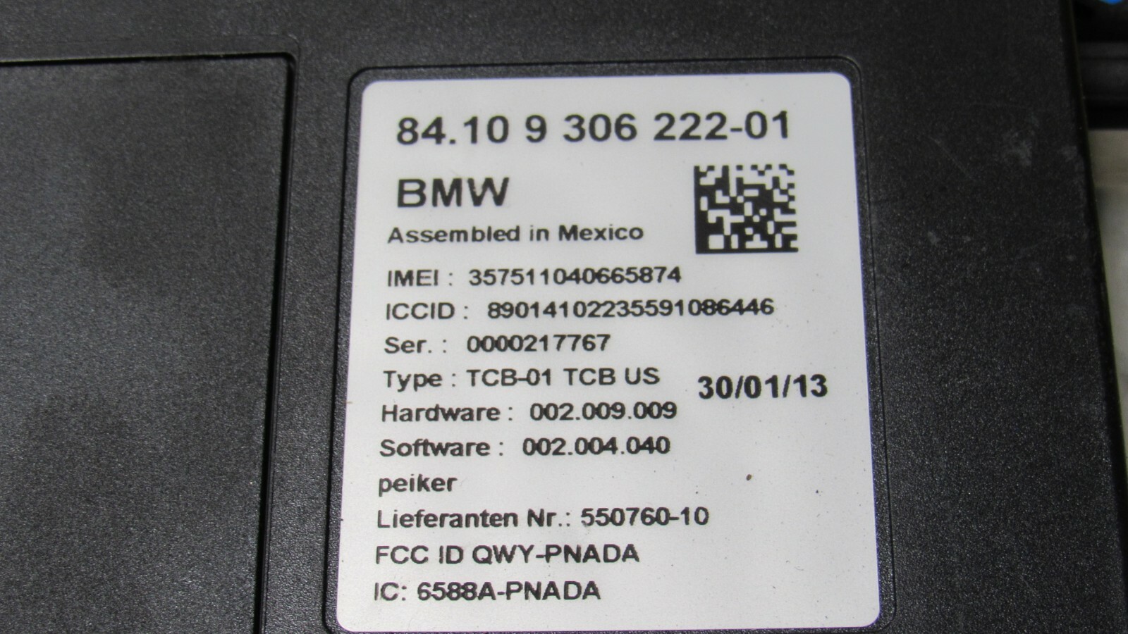 BMW F10 F07 GT F06 F12 F13 TELEMATICS CONTROL UNIT MODULE TCB US OEM ...