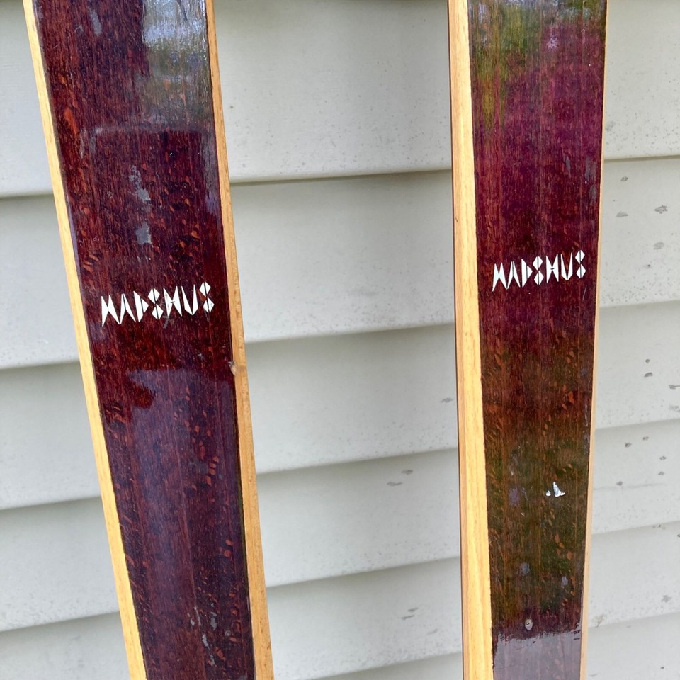 Vintage Madshus Wood Cross Country Skis 205 cm w/3-Pin Bindings Nordic ...