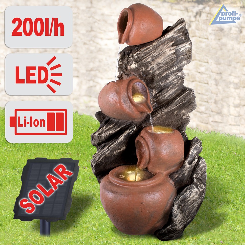 SOLAR BRUNNEN SPRINGBRUNNEN GARTEN BRUNNEN ZIER SOLAR WASSERSPIEL ...