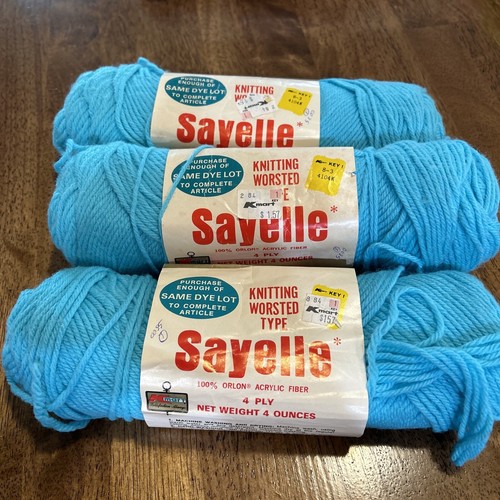 Sayelle Yarn Vintage 3 Skeins Of 4 Oz Lt Turquoise Acrylic | eBay