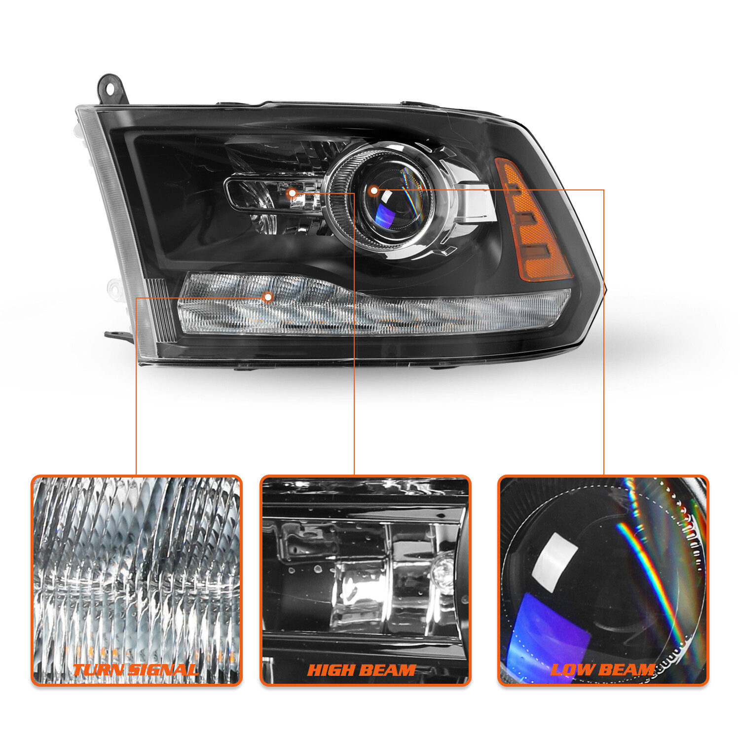 For 2013-2018 Dodge Ram 1500 2500 3500 LED DRL Pair Projector ...