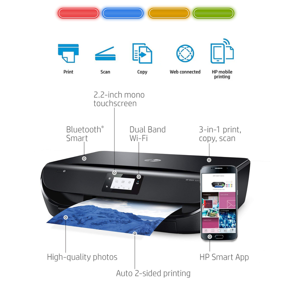 HP Envy 5055 All-in-One WiFi Color Inkjet Printer Scanner Copy NEW Ink ...
