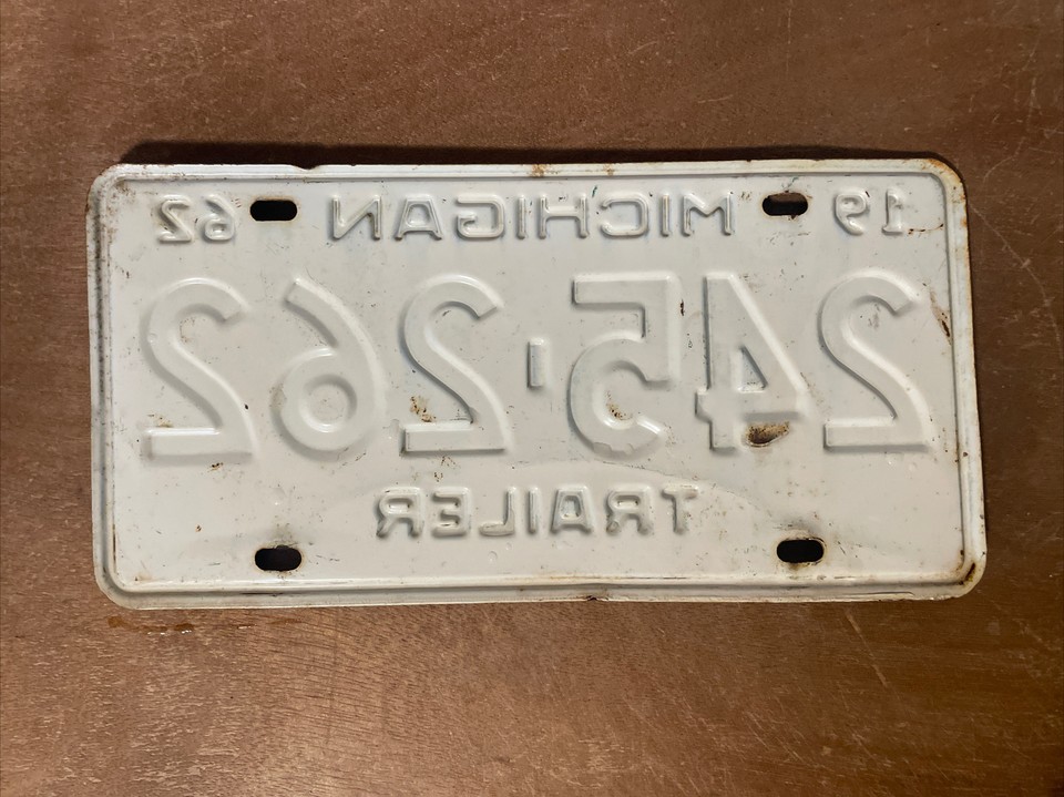 1962 Michigan License Plate Trailer # 245-262 | eBay