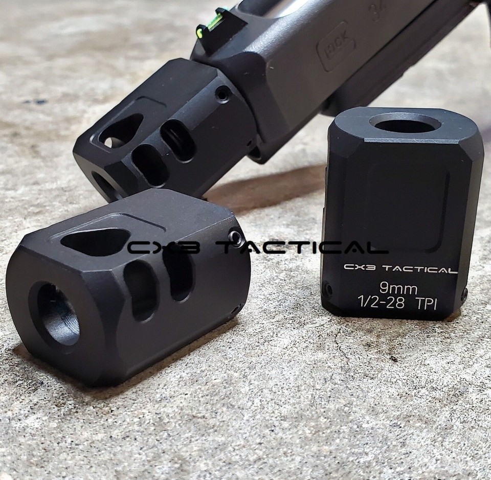 9mm Compensator 1/2-28 TPI Muzzle Brake Comp For G17 G19 G26 G34 G43 ...