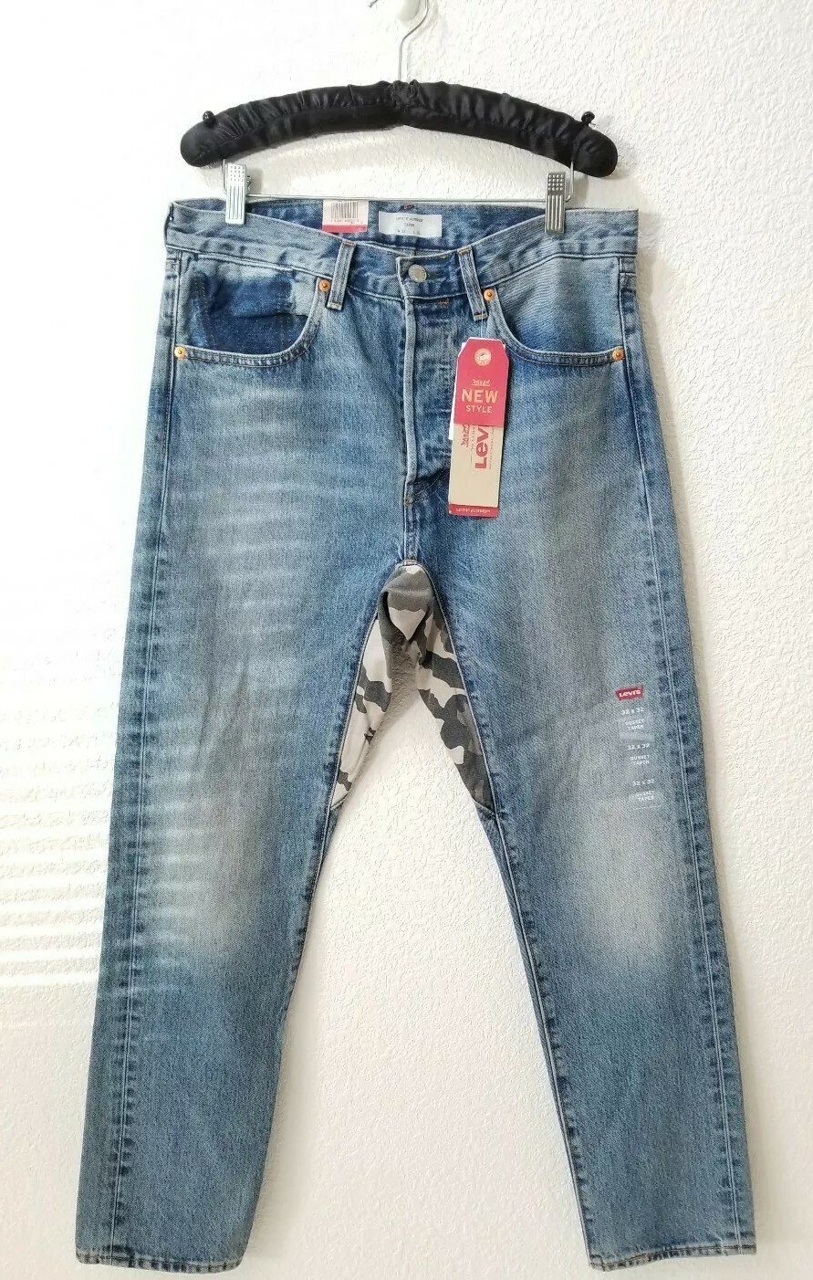 LEVI'S Premium Gusset Altered Taper Camo Crouch Men Denim Jeans Sz ...
