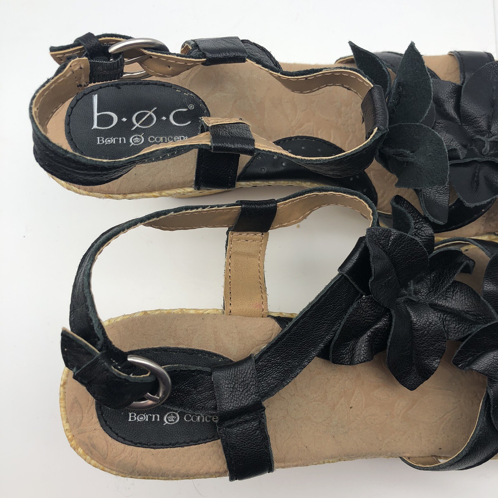BOC Born Concepts Wedge sandals black leather 3D flow… - Gem