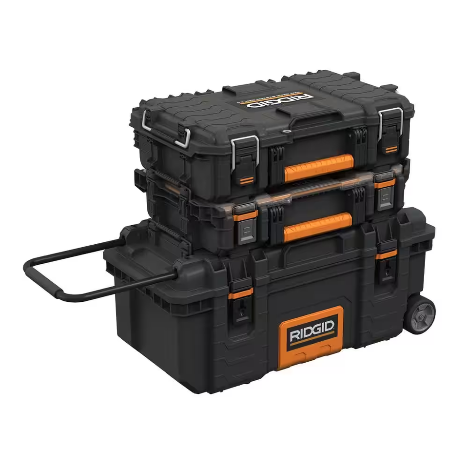 RIDGID 28 In. Portable Mobile Durable Job Box Organizer 100 lbs Job ...