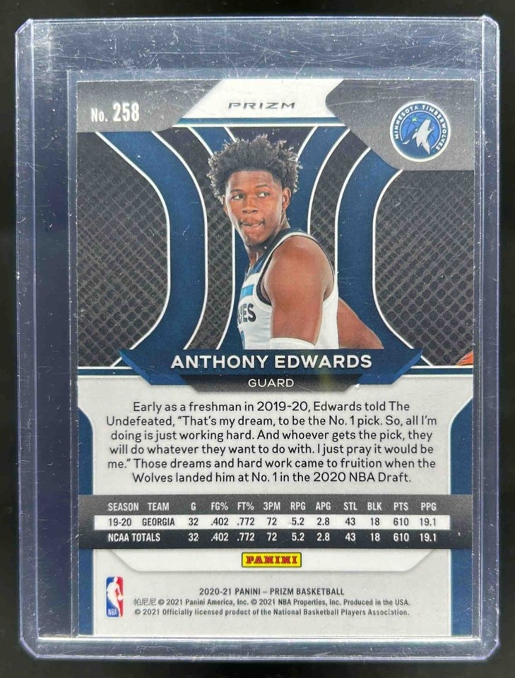 2020-21 Prizm Anthony Edwards RC Ruby Wave Prizm #258 Timberwolves | eBay