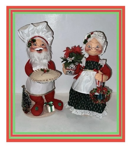 Vintage 1992 Annalee 15" Santa and Mrs. Claus Chef Baker with Pie (Set ...