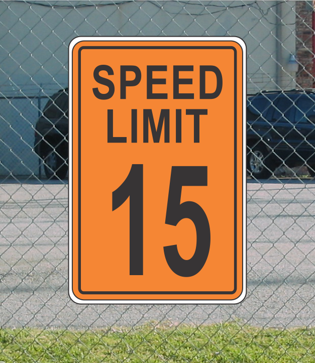 Orange Speed Limit 15 Metal Sign for Street Road Highway Parking Lot 12 ...