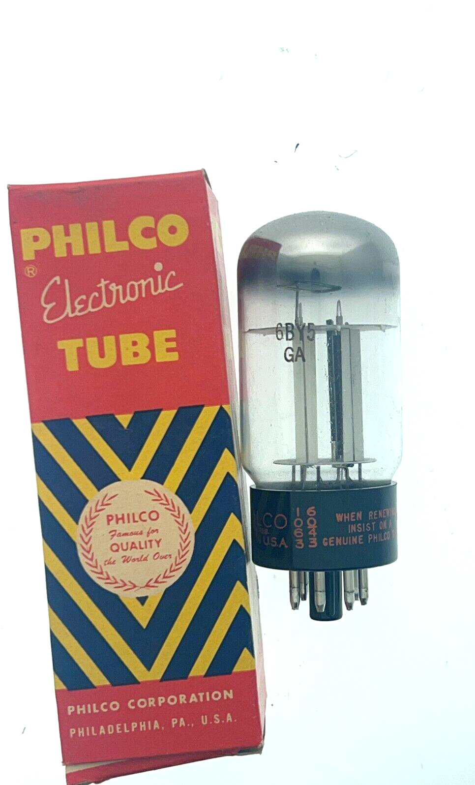 Vintage Philco 6BY5GA Full-Wave Vacuum Rectifier Damper TV Audio Vacuum ...