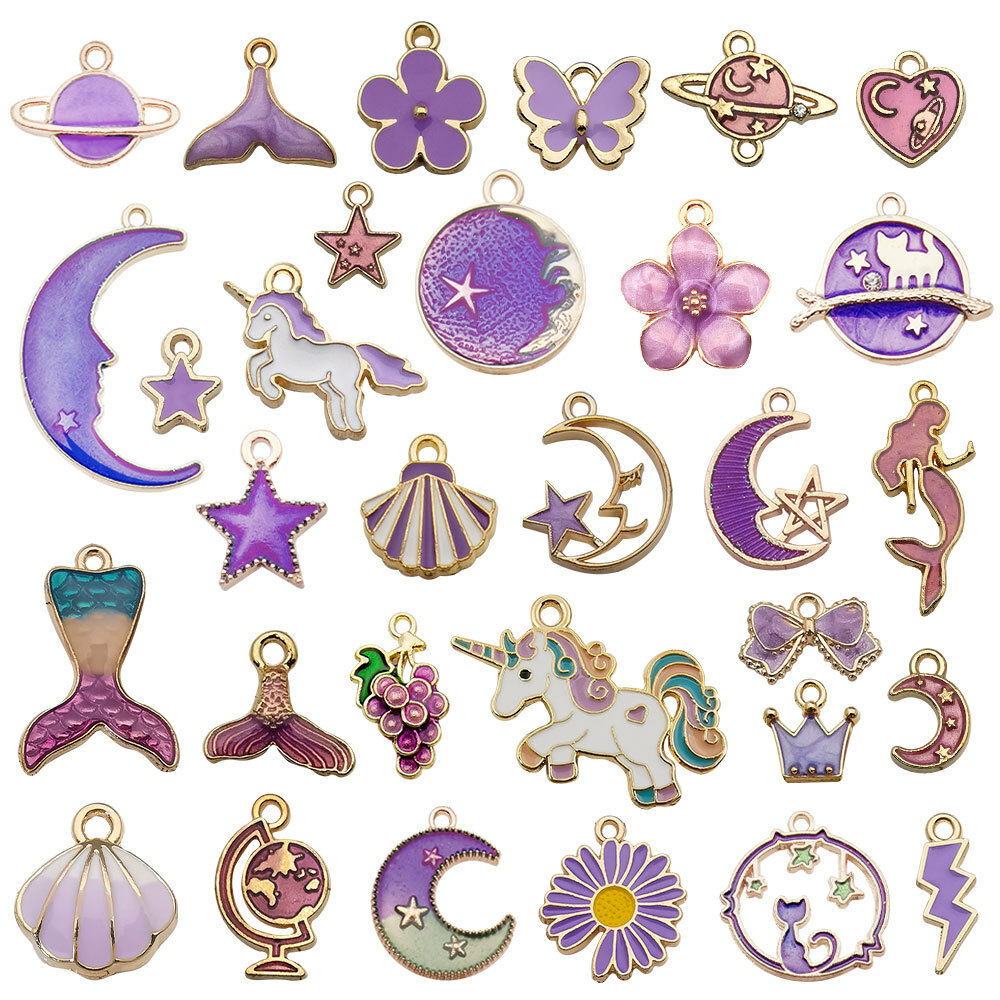 31/40pcs Mix Cute Enamel Charms Pendants for Jewellery Making Earrings ...