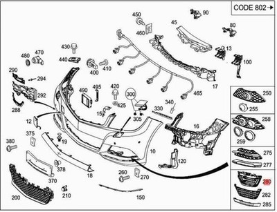 Genuine MERCEDES C204 S204 W204 C-CLASS W204 Cover bumper area ...