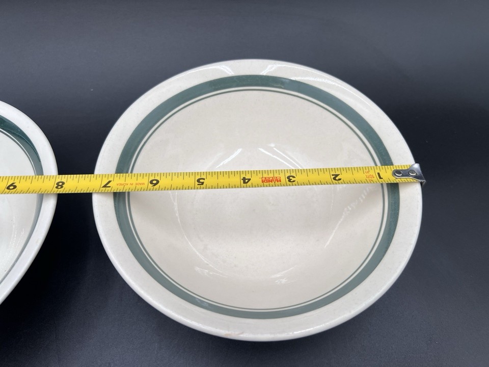 VTG Restaurant Diner Ware Bowls Green Band Unmarked China Pair 2 ...