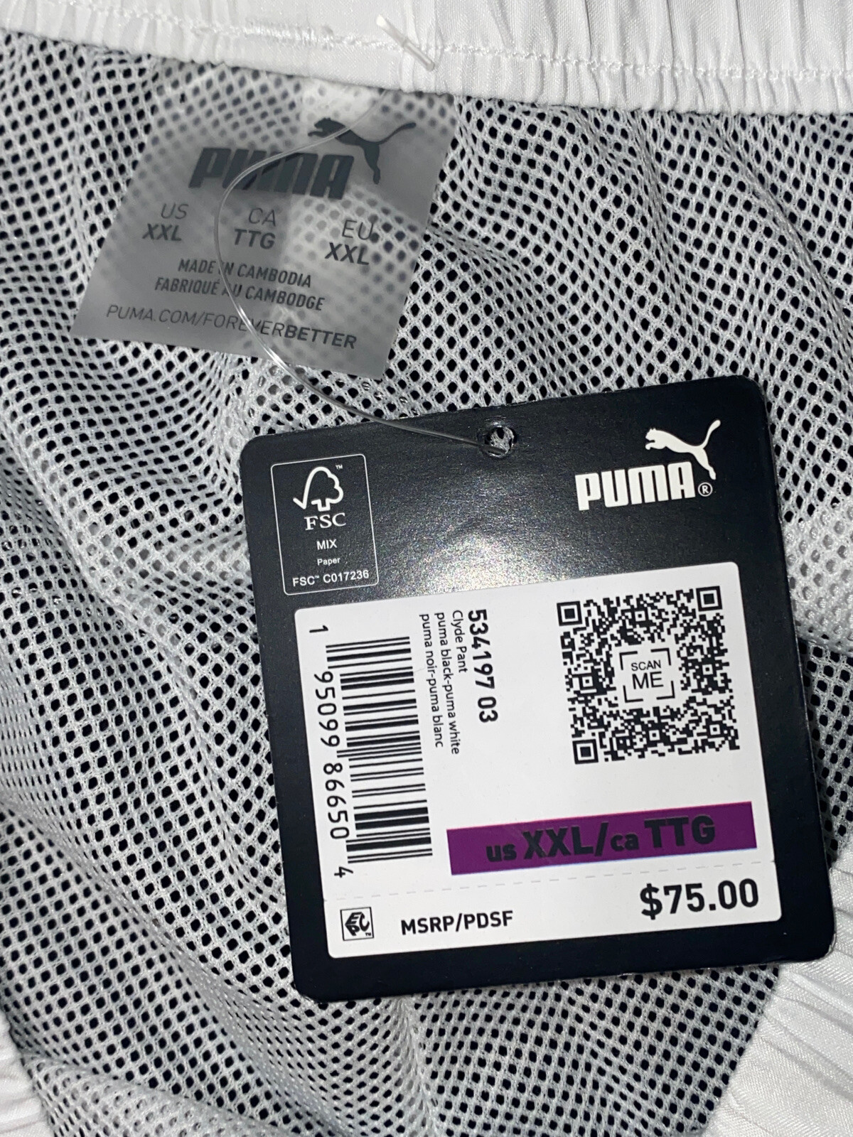 Puma Clyde Mens XXLBasketball Track Raincell Pants Black/White 534197 ...