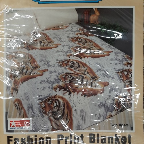 Vintage Owen Fashion Print Tiger Blanket Made In USA Full/Twin NEW OLD ...